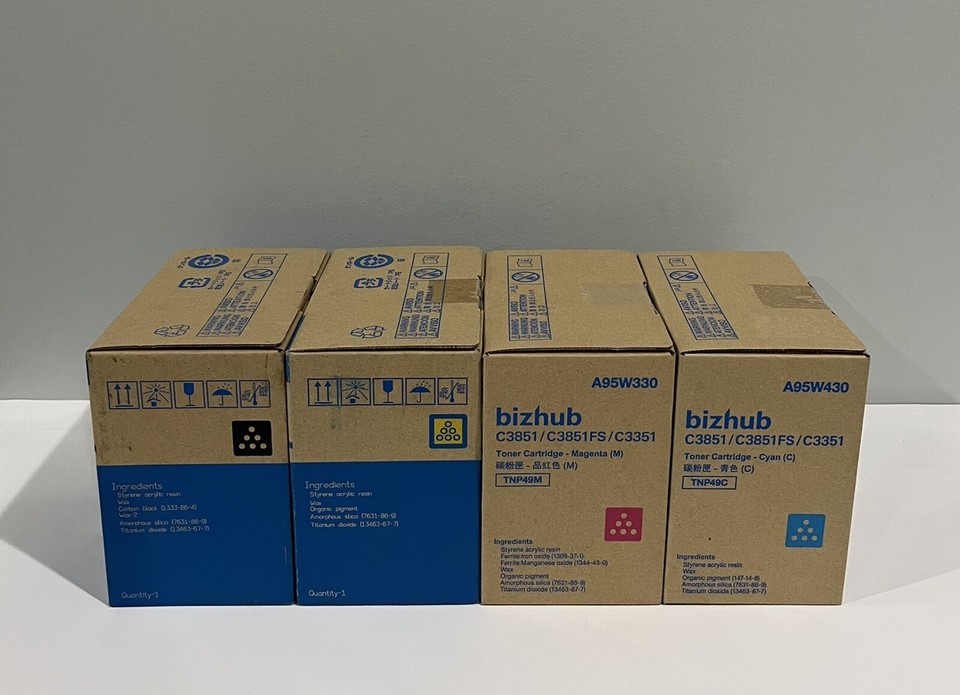 Konica Minolta TNP49 Toner Cartridge Set Yellow Magenta Cyan Black ...