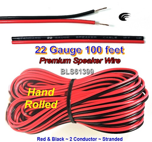 100' ft Red Black 22 Gauge SPEAKER WIRE Cable Home Car Audio Wiring 12V ...