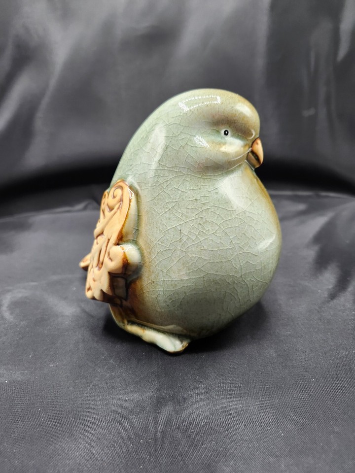 Ceramic Light Blue or Cream Bird Scrollwork Wings and Tail Medium Sized ...