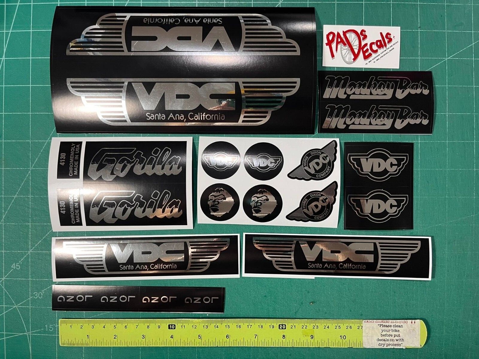 VDC bmx sticker decals Black on chrome | eBay