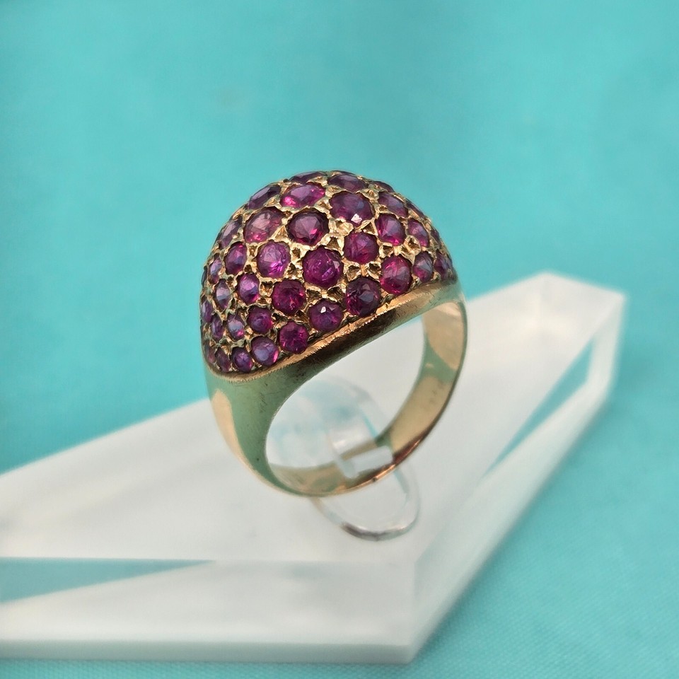 100% Authentic 12K Yellow Gold Ruby Dome Ring US Size 7.25 | eBay