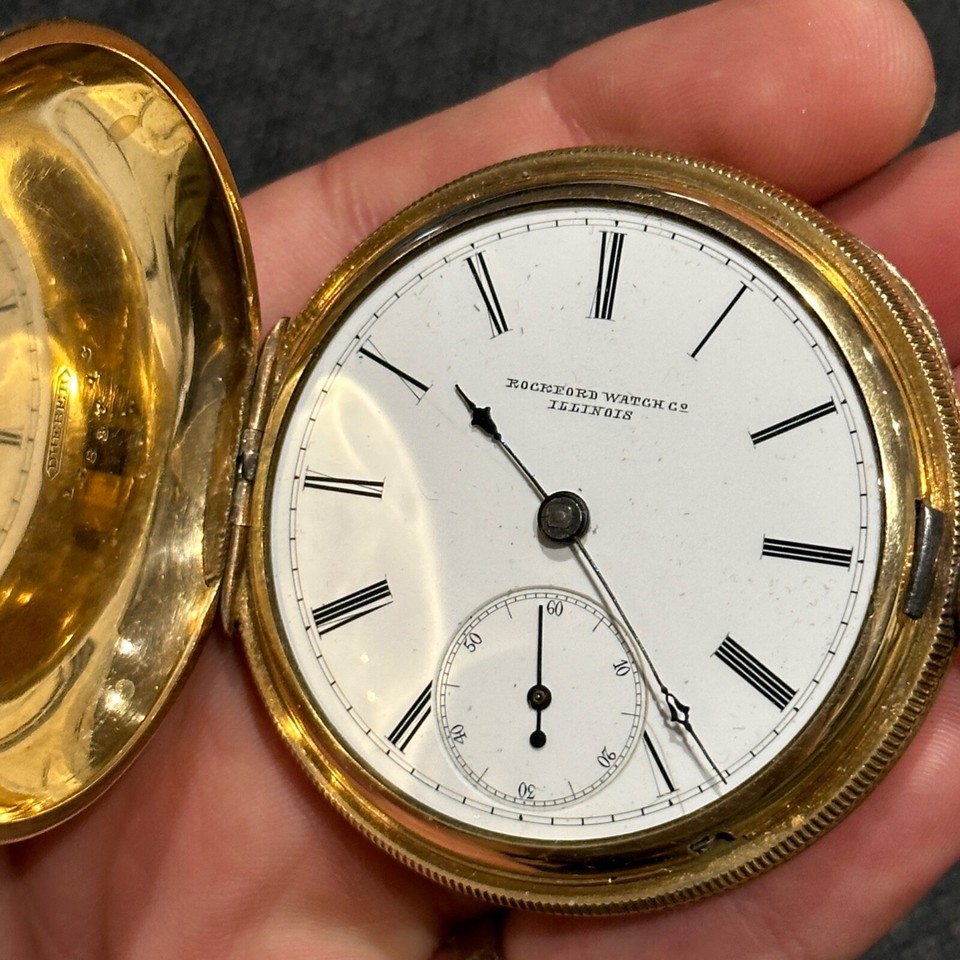 Rare 1882 Rockford Watch Co. Illinois Working Pocket Watch Hunter Case ...