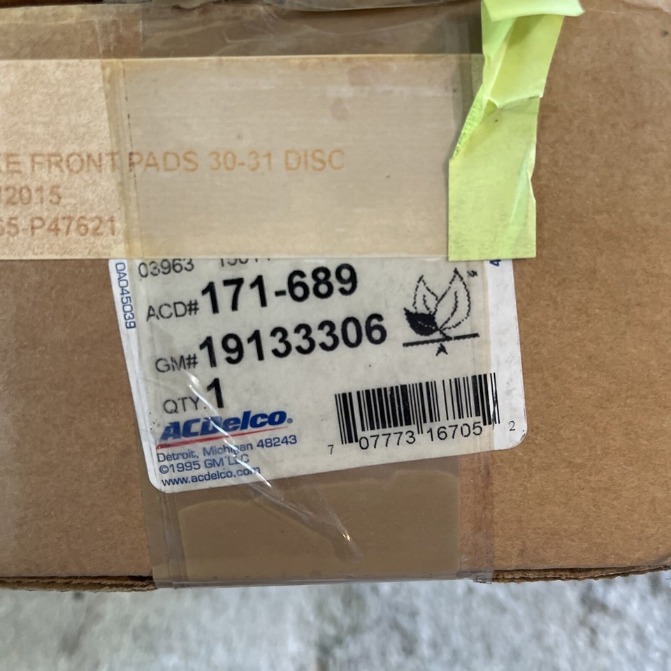 ACDELCO 171-689 GM 19133306 Disc Brake Pad Set SKU34 NEW GENUINE | eBay