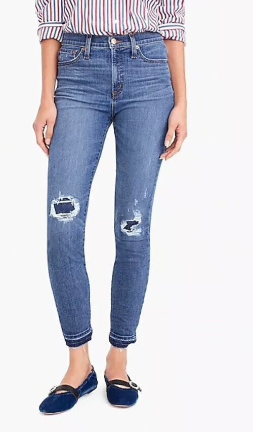 NWT JCREW 9" toothpick jean in rip & repair wash Sz32 J7330 FA”18 | eBay
