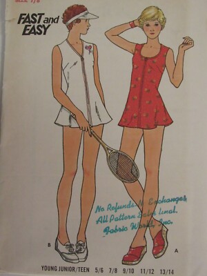 Amazing VTG 70s BUTTERICK 3644 Jr Teens Tennis Dress & Briefs PATTERN 7 ...