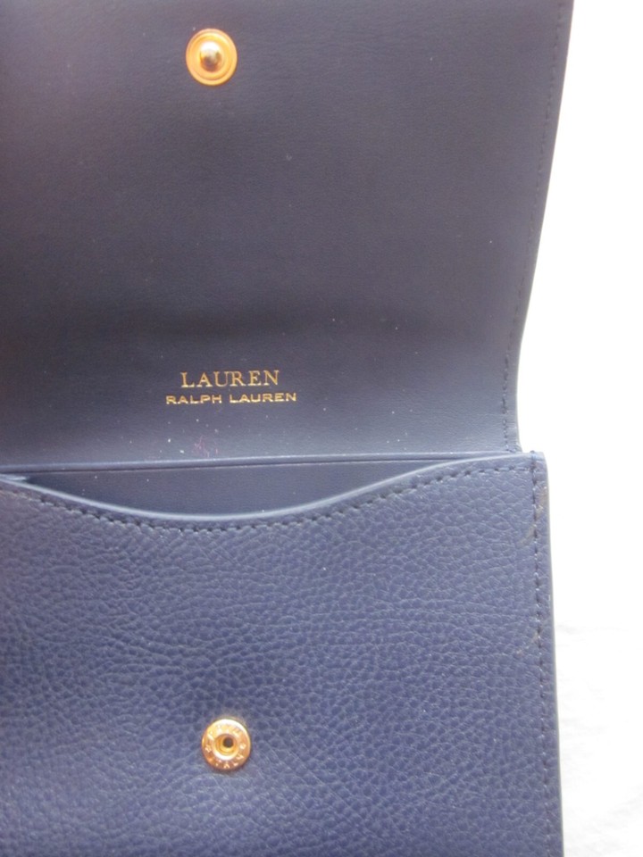 Ralph Lauren Leather Wallet Women 2 in 1 Navy Blue Embossed RLL NEW ...