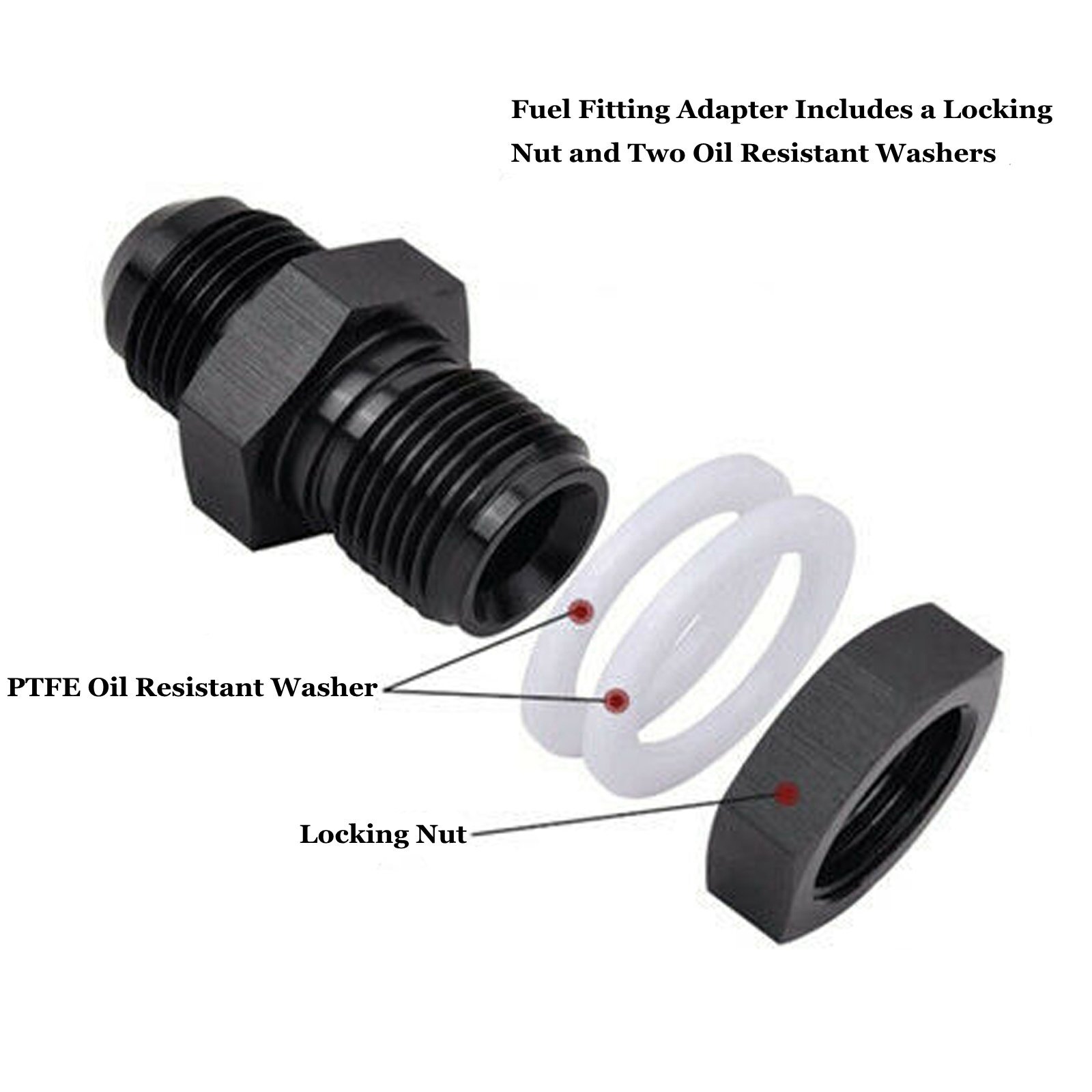 AN12 AN10 AN8 AN6 Flare Fuel Cell Bulkhead Fitting With Washer Black | eBay