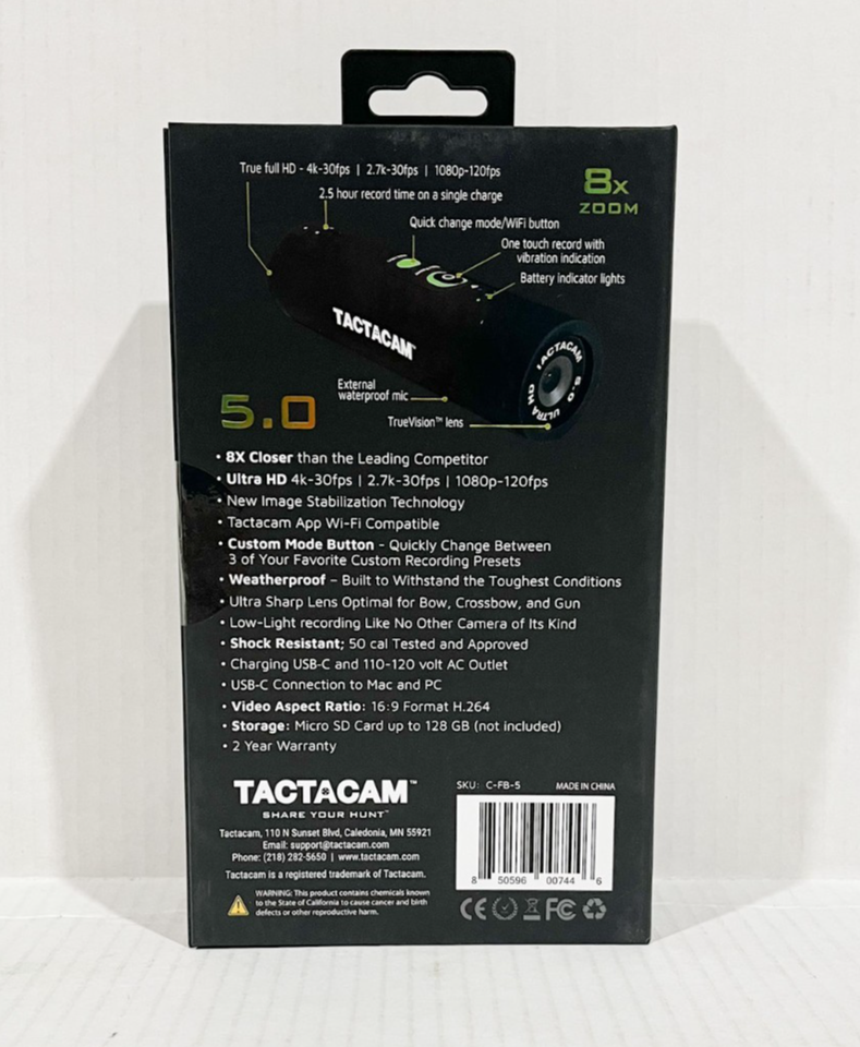 TACTACAM 5.0 Ultra HD Sporting Action Camera Brand New In Retail ...
