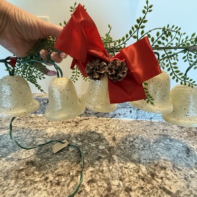 Vintage Christmas Lighted Bell Light Up Swag Glitter Flickering ...