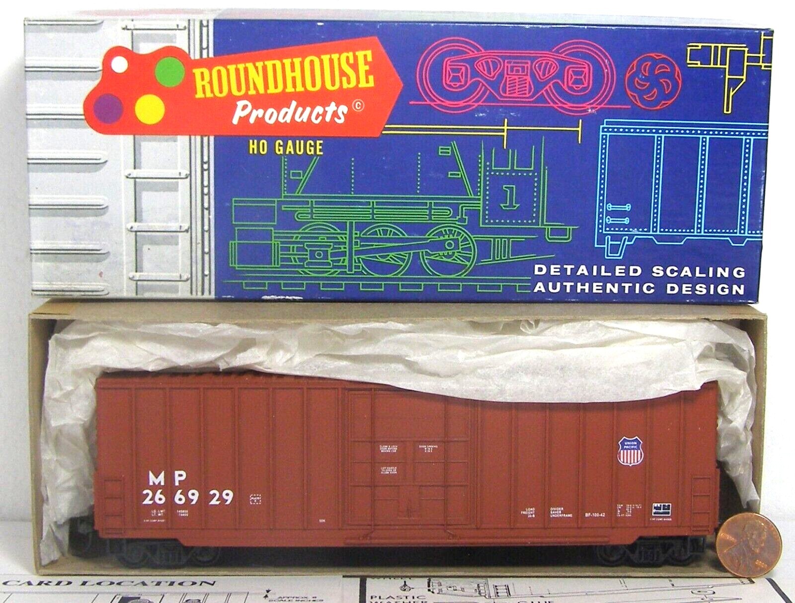 Roundhouse HO Model R.R. Box Car 50' Modern 90882 NMRA Placard UP ...