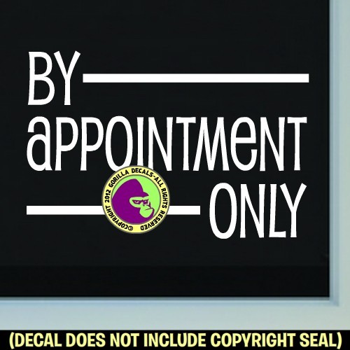BY APPOINTMENT ONLY Retail Decal Sticker Shop Storefront Store Front ...