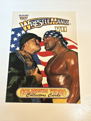 1993 COLISEUM VIDEO CARD WWF WRESTLEMANIA VII Hulk HOGAN SGT SLAUGHTER NM A2 | eBay