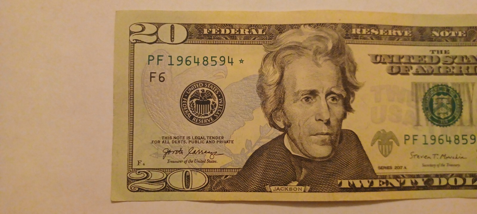 Off Center $20 Dollar Bill ☆STAR NOTE☆ Print Error 2017A Run Size ...