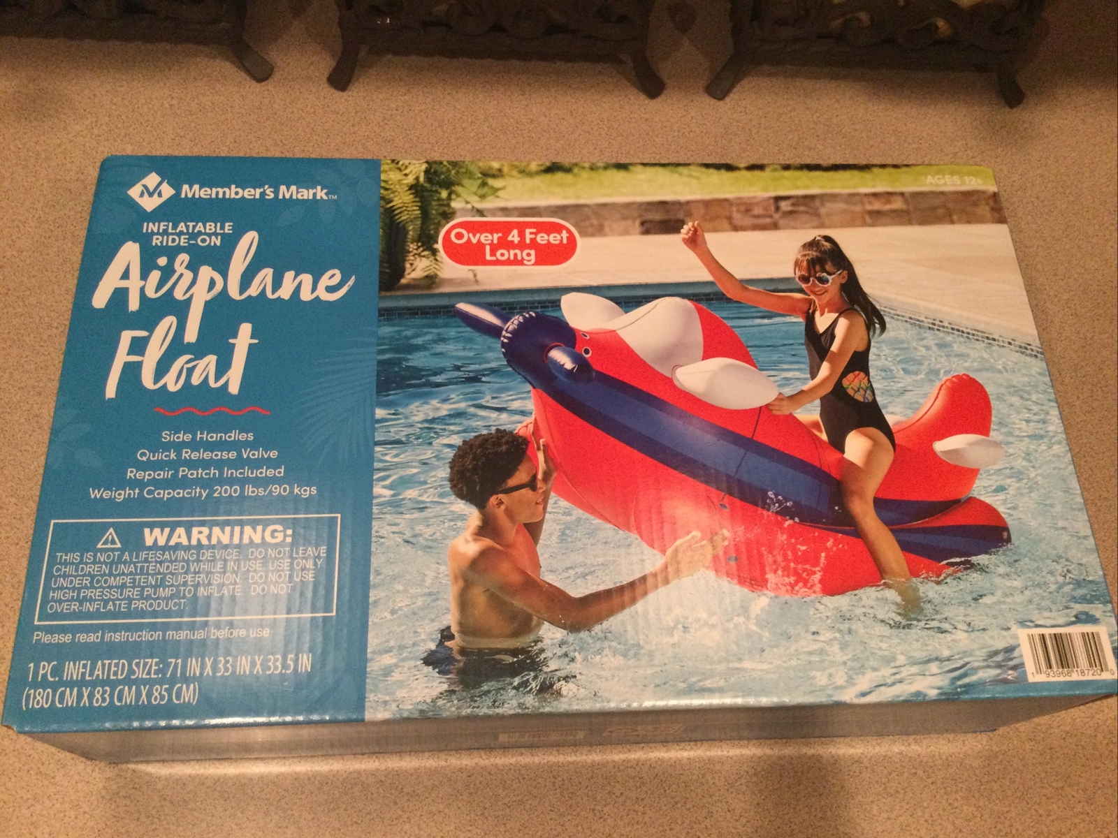 Member's Mark Inflatable Ride-On Airplane Pool Float Over 4’ Long - New ...