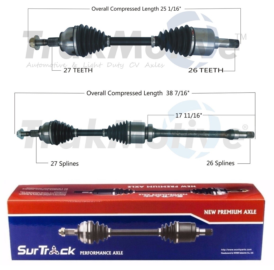 SurTrack Pair Set 2 Front CV Axle Shafts For Ford Focus ST SE RS Turbo ...