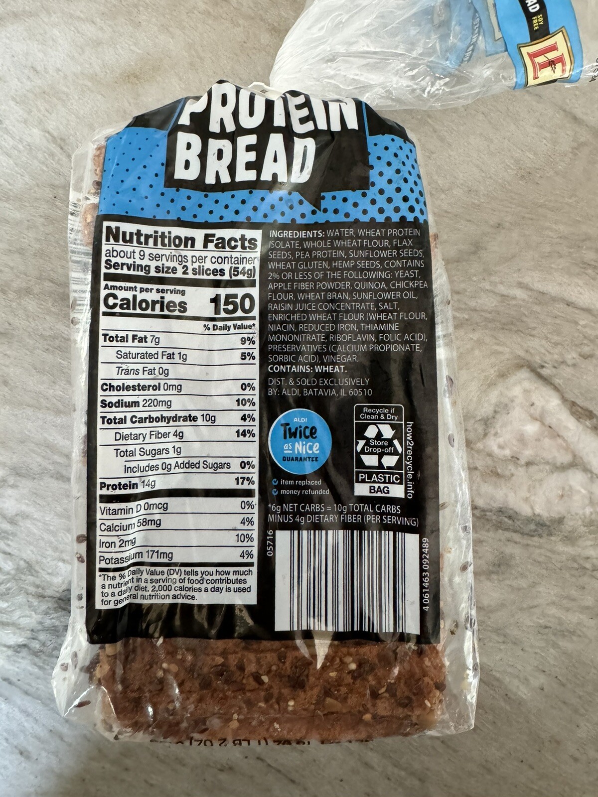 ALDI L’OVEN FRESH Keto Certified PLANT BASED Protein Bread - 1 Loaf NEW ...