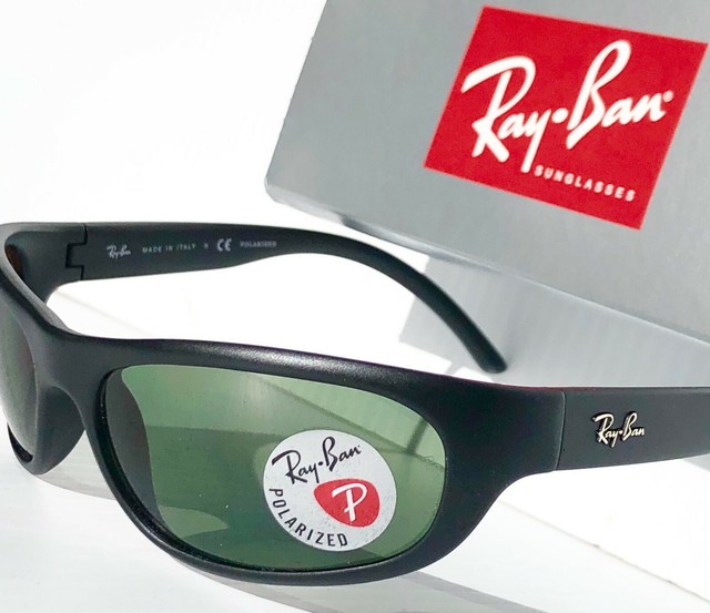Ray Ban Predator Glossy Black Wrap Sport W Polarized Green Sunglass RB ...