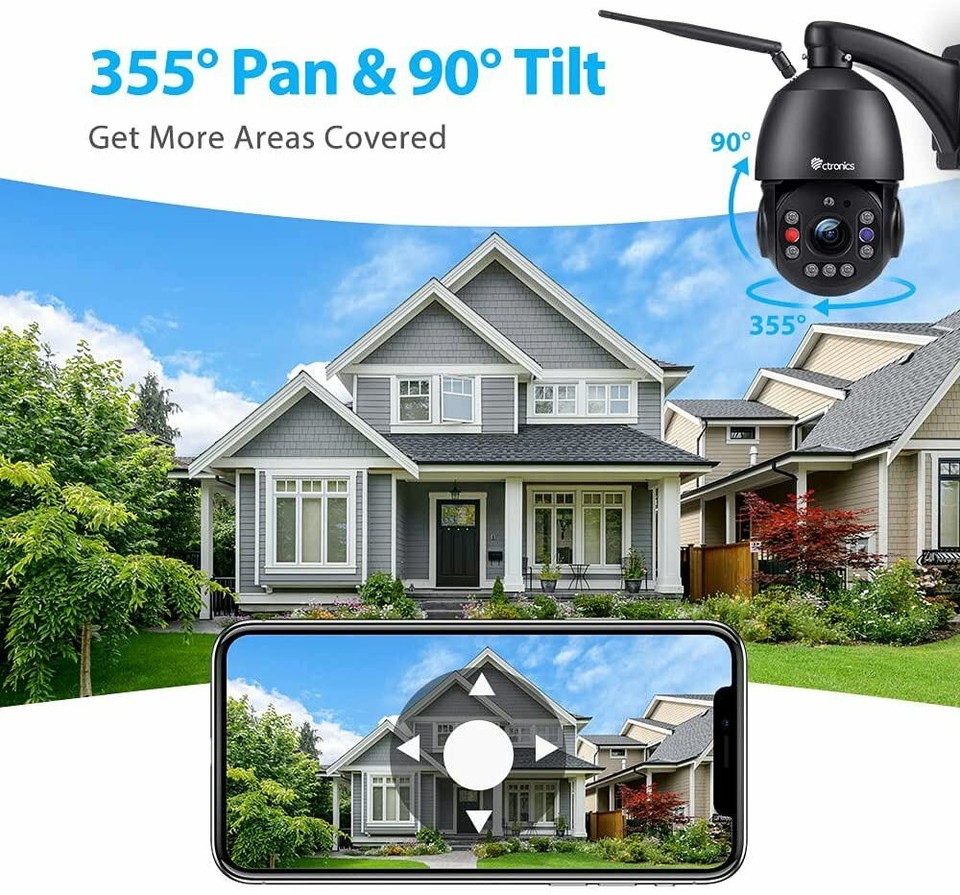 Ctronics 5MP 30X Optical Zoom Security Camera Outdoor, Large PTZ IP ...