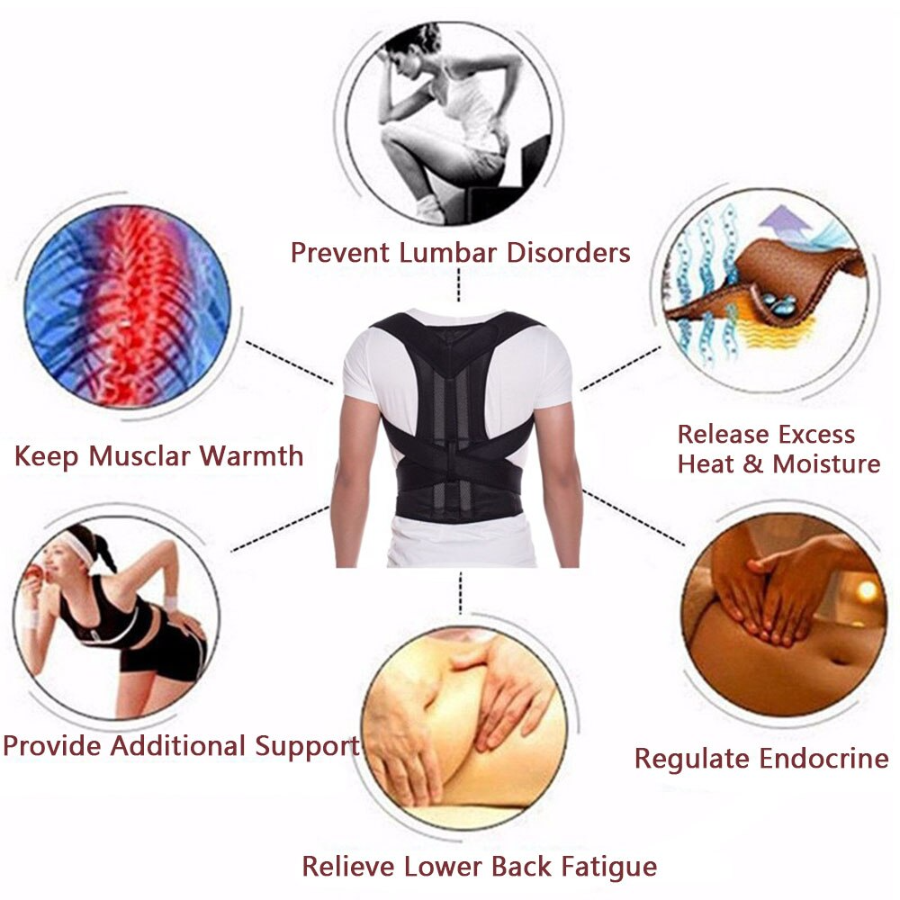 Adjustable Posture Corrector Low Back Support Shoulder Brace Belt For ...