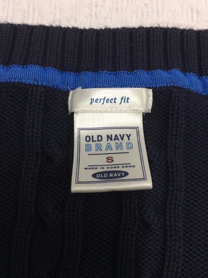 Juniors S Perfect Fit Old Navy Brand Blue V-Neck Braided Sweater | eBay
