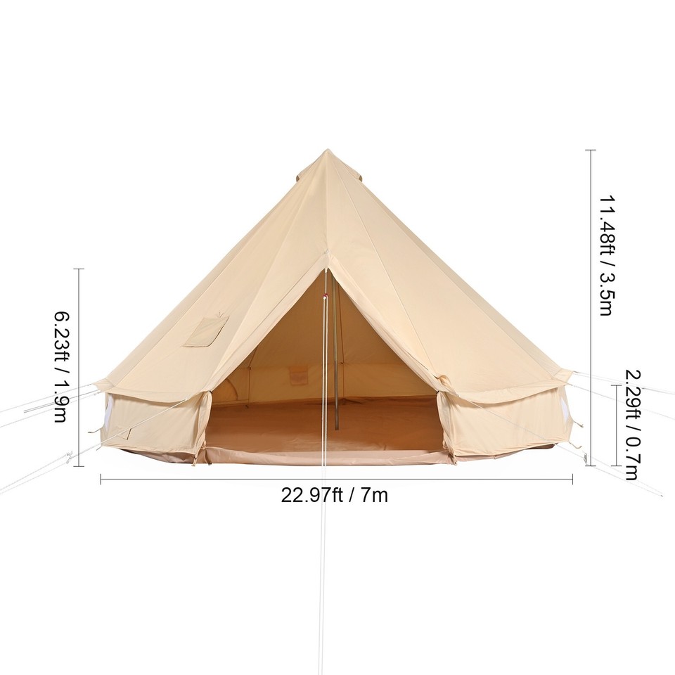 Canvas Bell Tent 3M 4M 5M 6M 7M 4-Season Camping Yurt Tent with Stove ...
