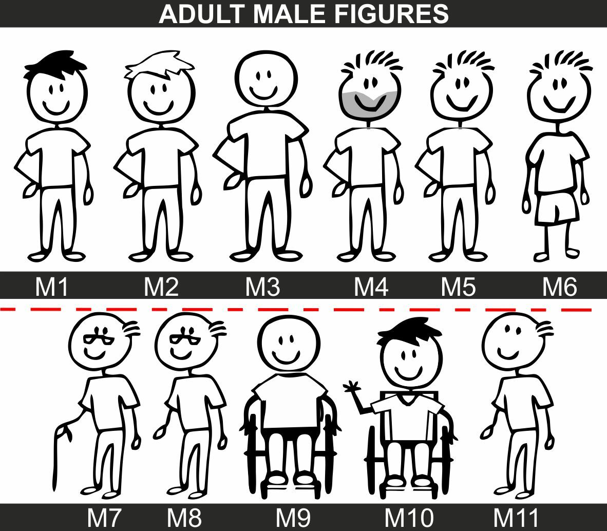 Stick Figure Family Of 7 People