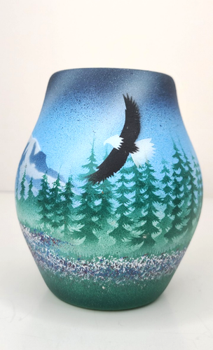 Cedar Mesa Indian Native American Pottery Vase Eagle Trees elk Mountain ...