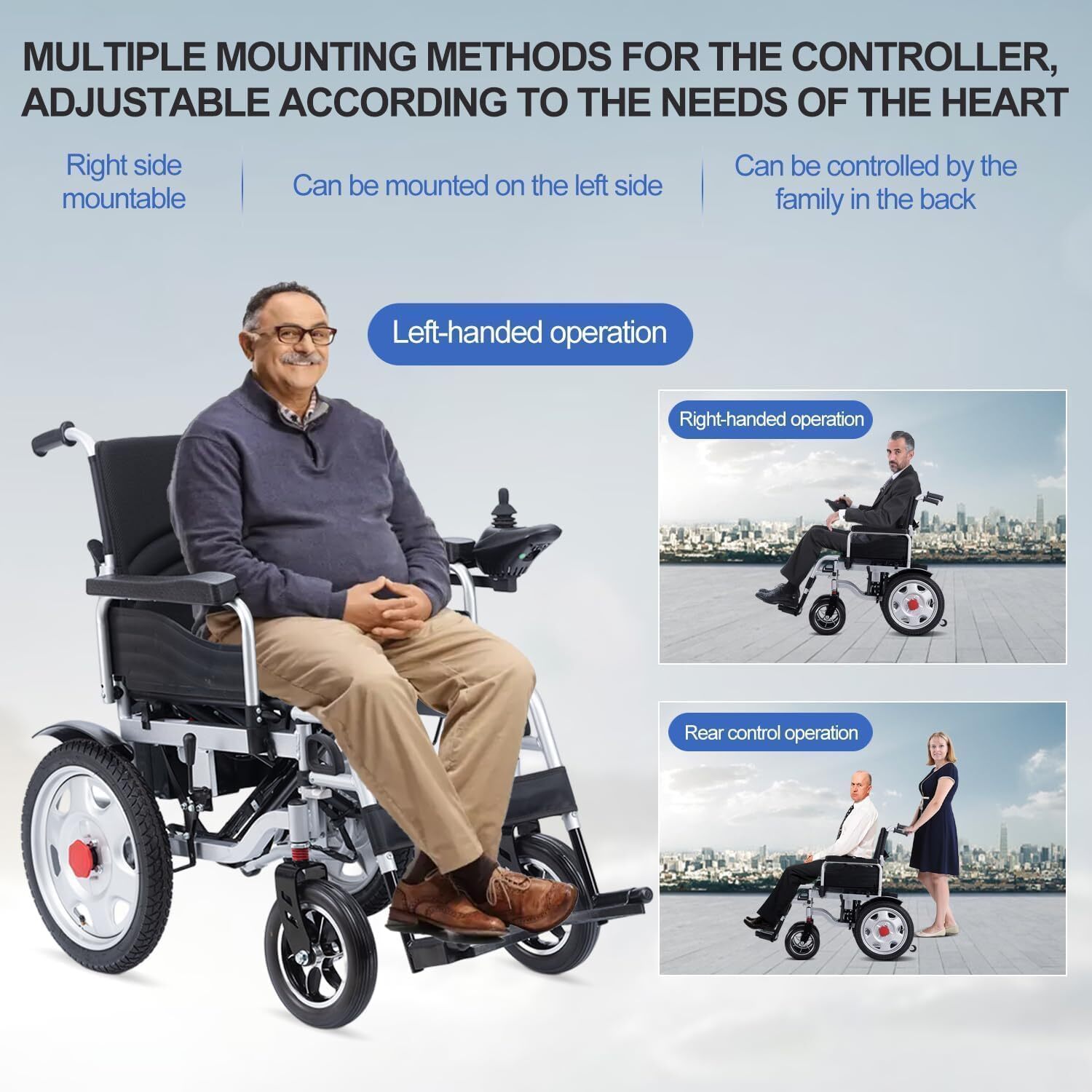 500W Dual Motor Electric Wheelchair Folding Mobility Aid Motorized ...