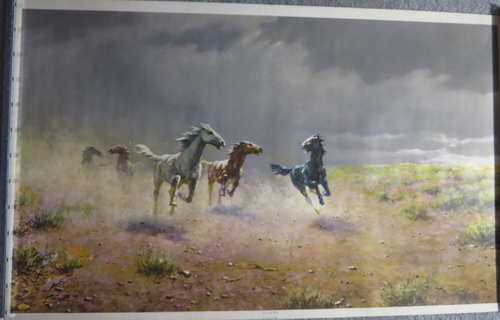 LARGE 1962 AUGUST ALBO, ART LITHO PRINT “FREE AS THE WIND” UNFRAMED 25 ...