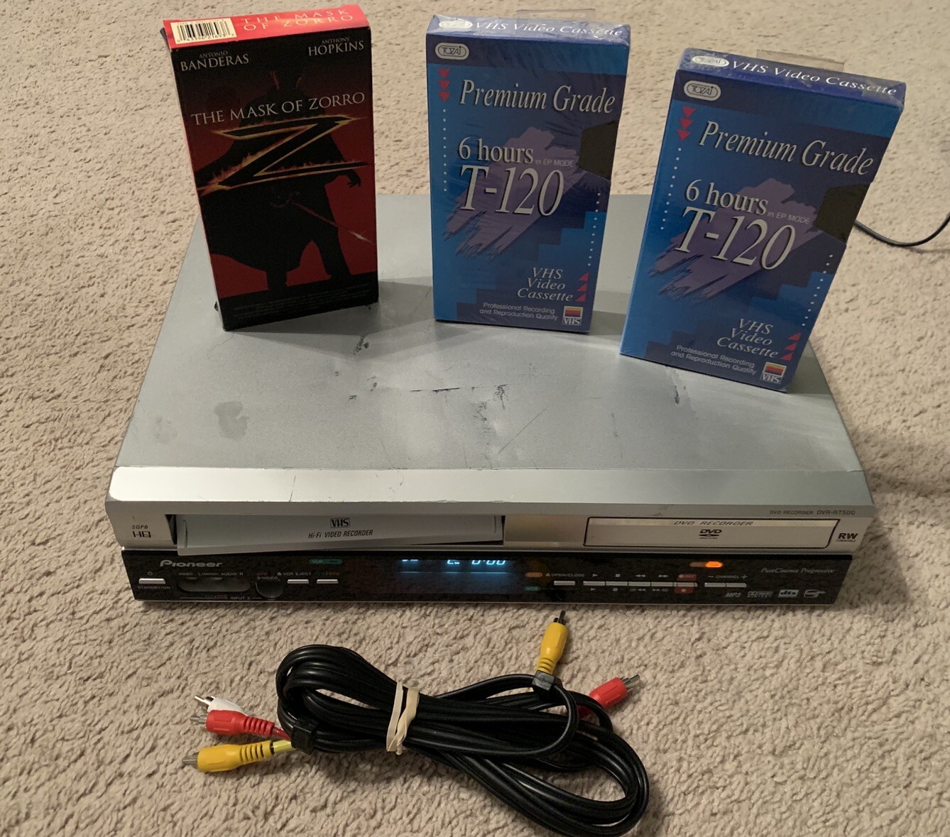 Pioneer DVD VCR Recorder DVR-RT500 with VHS Hi-Fi Video Combo Player 4 ...