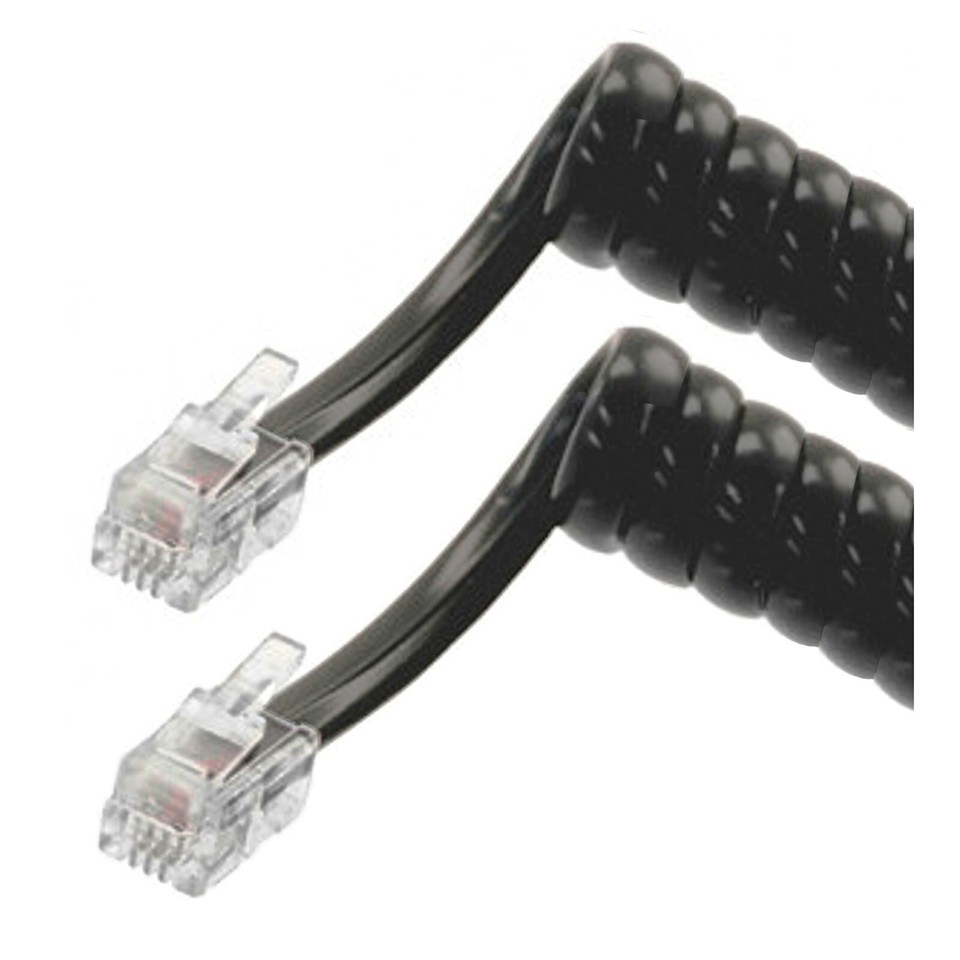 (2-Pack) 10-feet Telephone Coiled Handset Cord, for Standard Phones ...