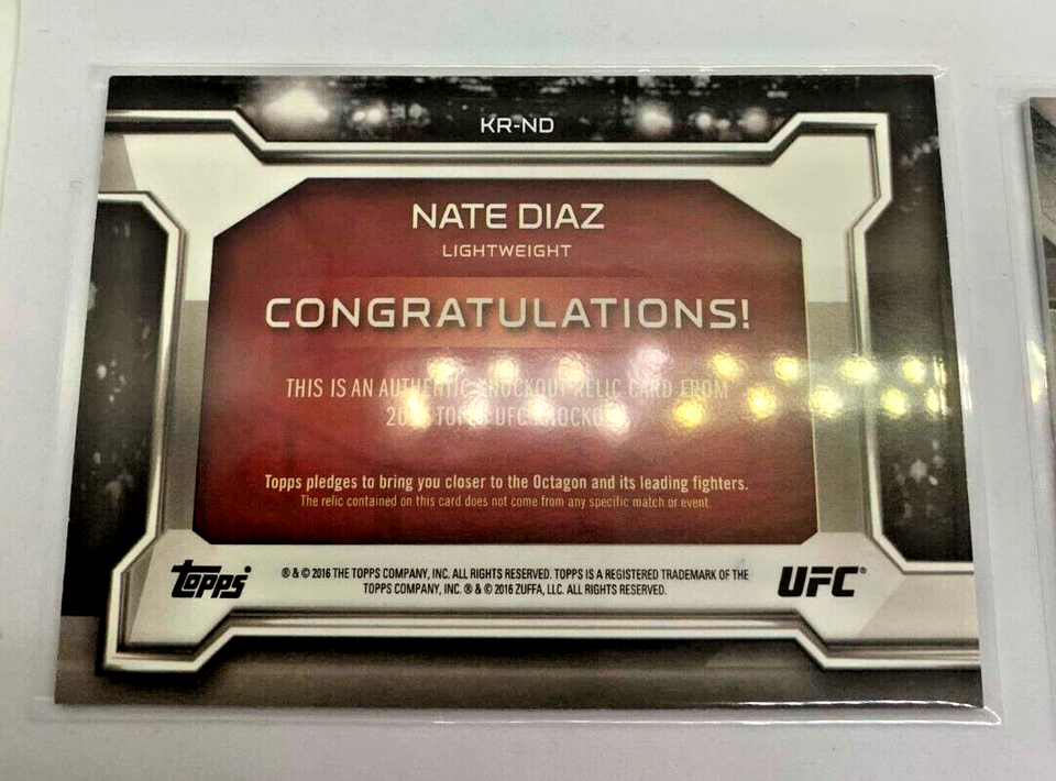 UFC 2016 "NATE DIAZ" Relic Patch 058/188 Topps Knockout | eBay