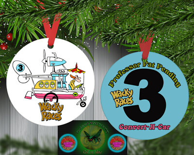 Wacky Races CONVERT-A-CAR 3.9" Aluminum 2 Sided Christmas Ornament ...