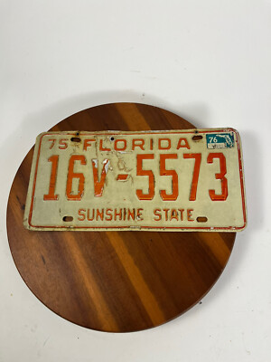 License Plate Vintage Florida "Sunshine State" 156v-55 1975 w/ 76 ...