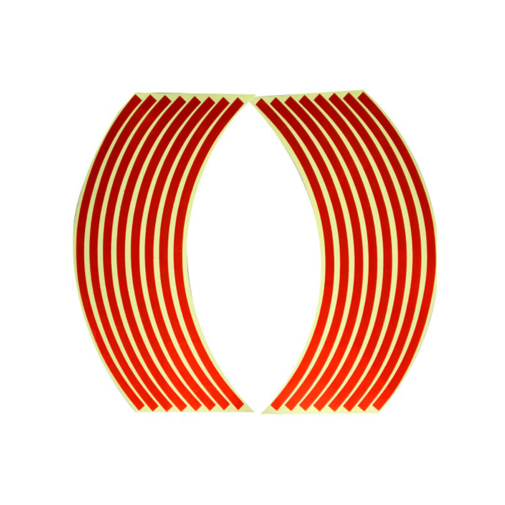 16pcs 17-19" Strips Sticker Car Motorbike Reflective Red Rim Wheel Tape ...