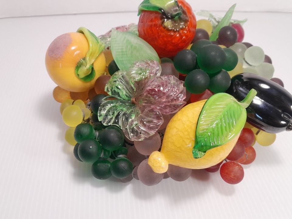 Vtg Czechoslovakia Art Glass Fruit Grape Cluster Lamp Shade Vade Bowl ...