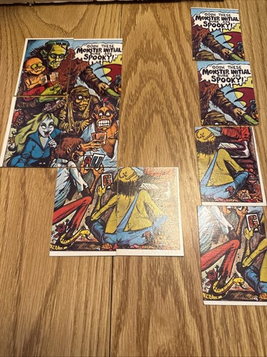 1974 MONSTER INITIAL STICKERS 6/9 PUZZLE PIECE TRADING CARDS Topps NICE ...