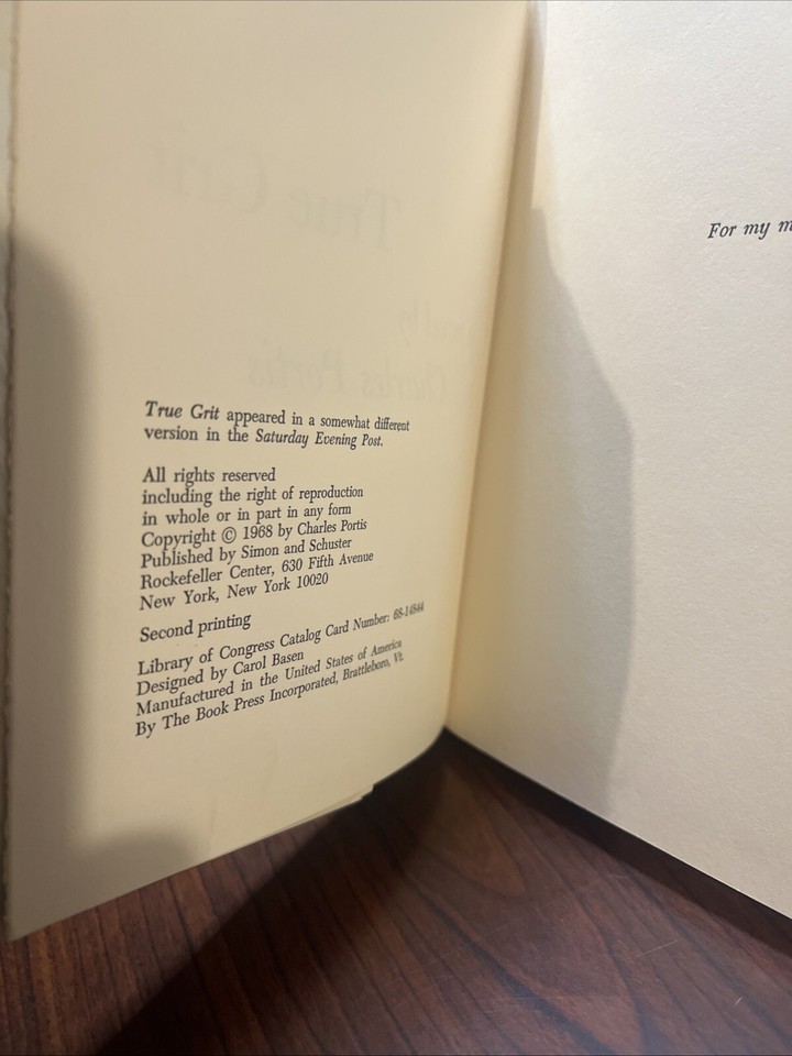 TRUE GRIT BY CHARLES PORTIS, 1ST ED, 2ND PRINTING, 1968 | eBay