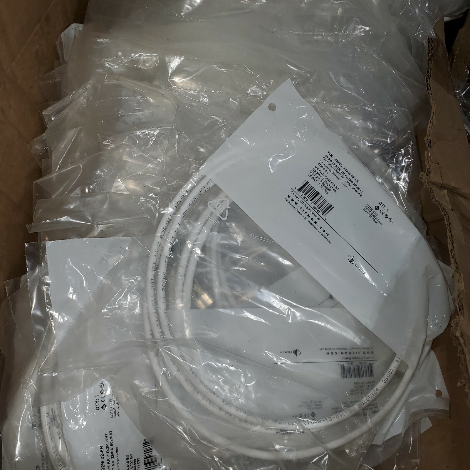 Siemon Zm6a-s02m-02 ZMAX Shielded Cat6a Patch Cable S/ftp Rj45 6.5 ...