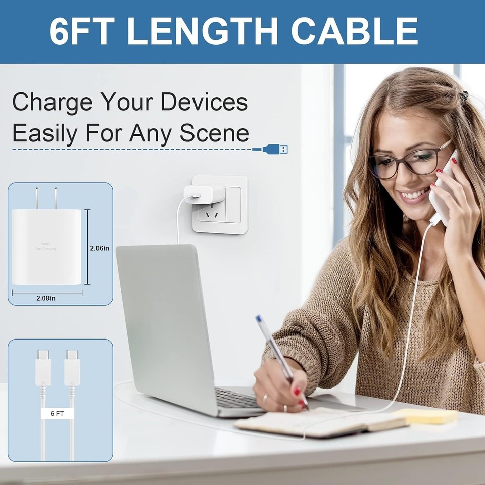 For Google Pixel 10 9 8 Pro XL 45W Super PD USB-C Wall Fast Charger ...