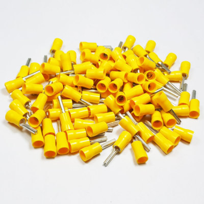 Insulated Straight Yellow Pin Terminal Connector Terminals Crimp ...