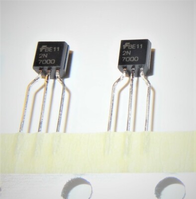 3 pcs 2n7000 FET transistors, TO92, preformed leads for 0.1" pin ...