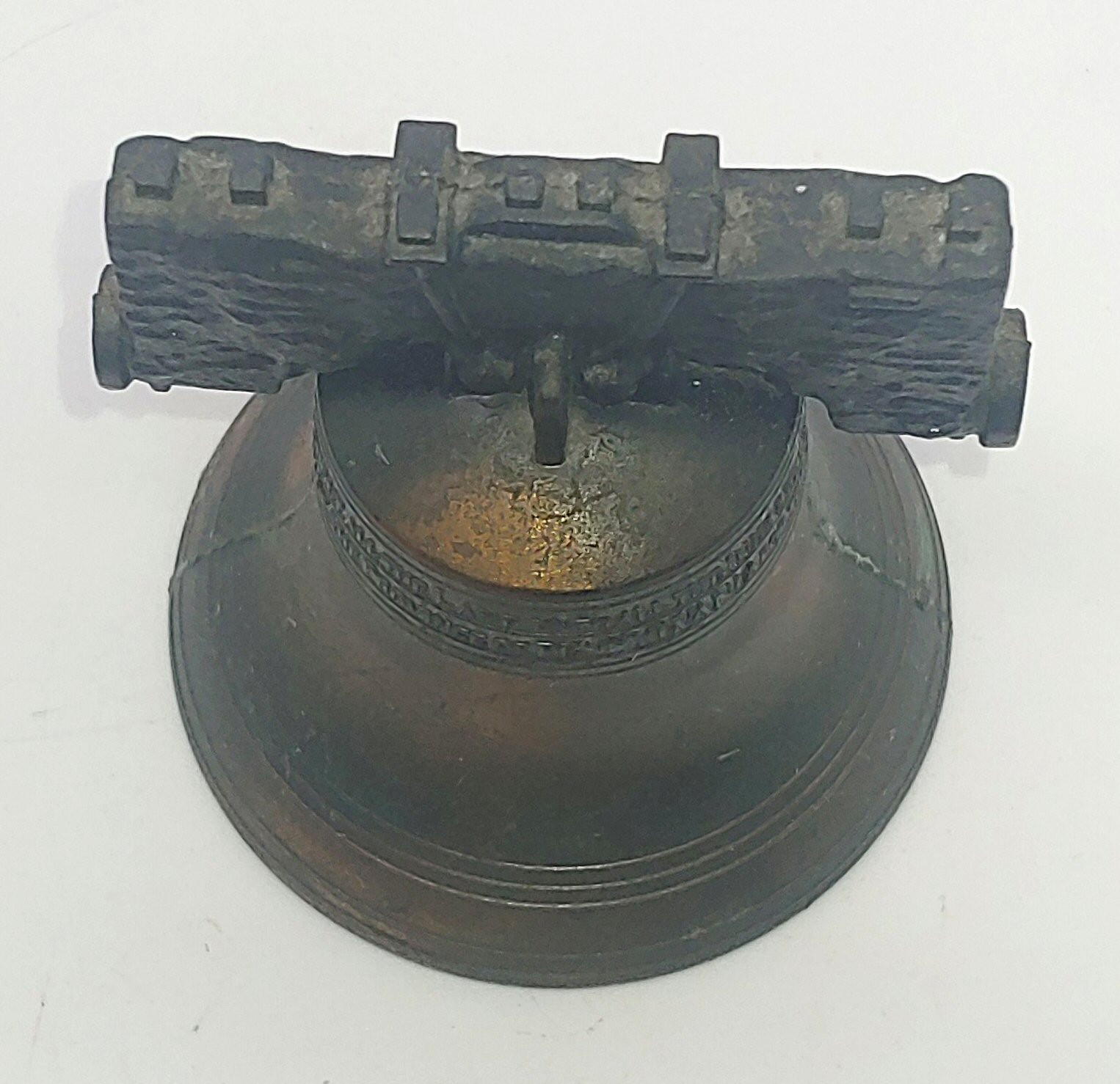 Vintage Miniature Replica Liberty Bell and Flag Bison Metal Bell Ringer ...