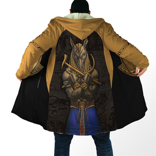 Sherpa Lined Egypt Ancient Anubis Horus Pharoah Jacket Hooded Cloak ...