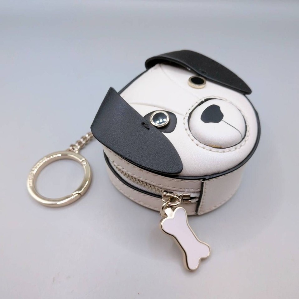 KATE SPADE Coin Case Dog Charm 7.5cm White Black Keyring Pre-Owned ...