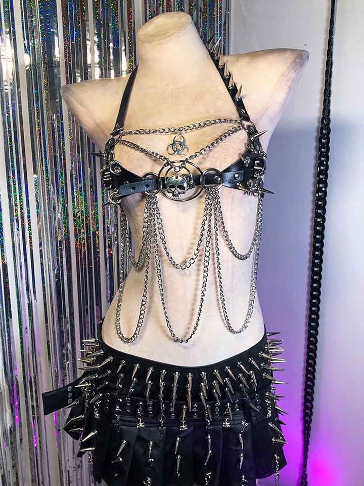 Gothic Harnesses Tank Grunge Emo Punk Rock Studded Eco Y2K Vegan ...
