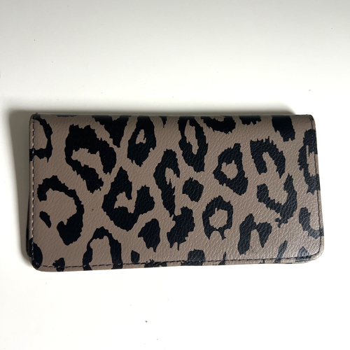 Leather Leopard Print Check Book Cover Case Black Tan Brown Animal ...