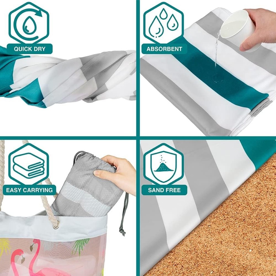 SUN CUBE Microfiber Beach Towel, Quick Dry Sand 78.00 x 35.00, Light ...