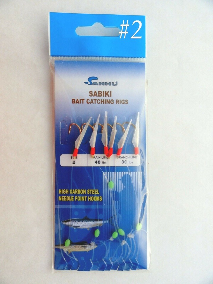 Sabiki Bait Rigs 6 Hooks With Fish Skin Size:2,4,6,8,10,12,14. | eBay