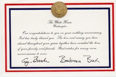 George & Laura Bush White House Anniversary Card | eBay